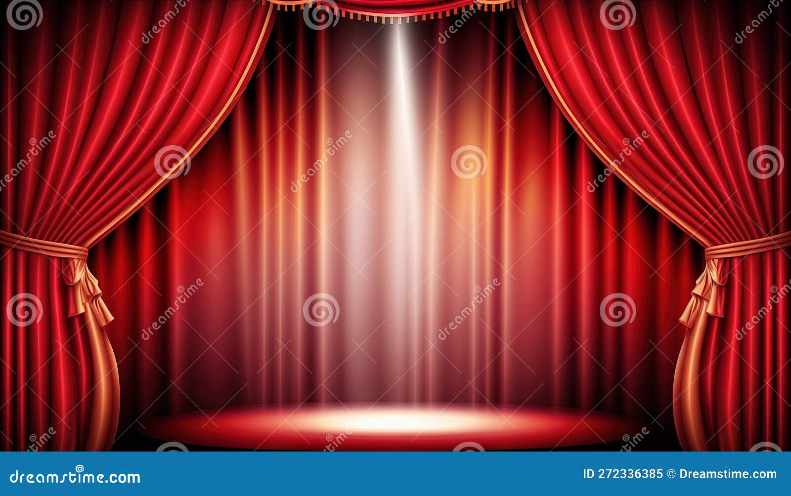 A Stage with a Red Curtain and a Spotlight on it Stock Illustration ...