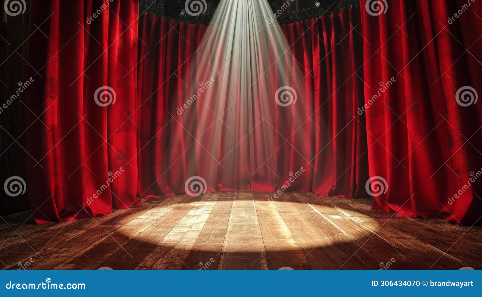 Stage with Red Curtain and Spotlight Stock Illustration - Illustration ...