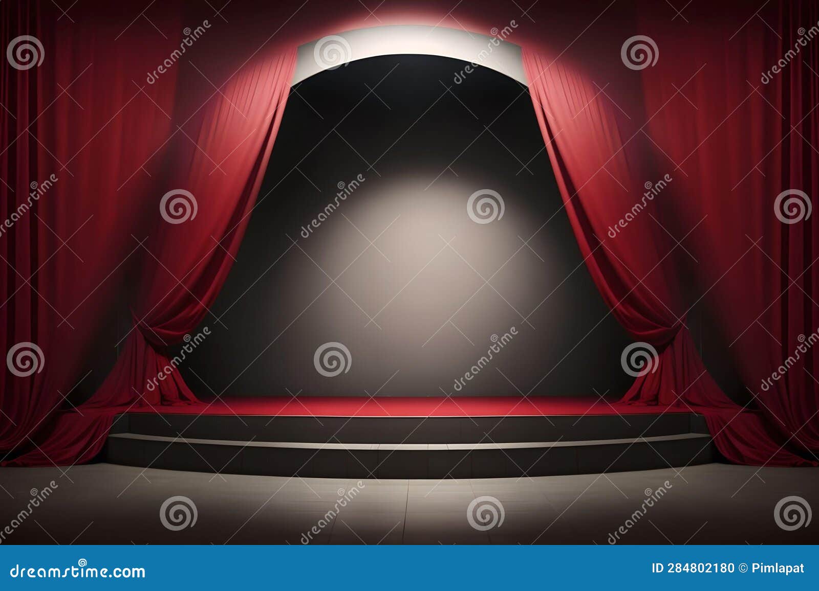 Stage with Red Curtains and Spotlight. Background for Presentation ...