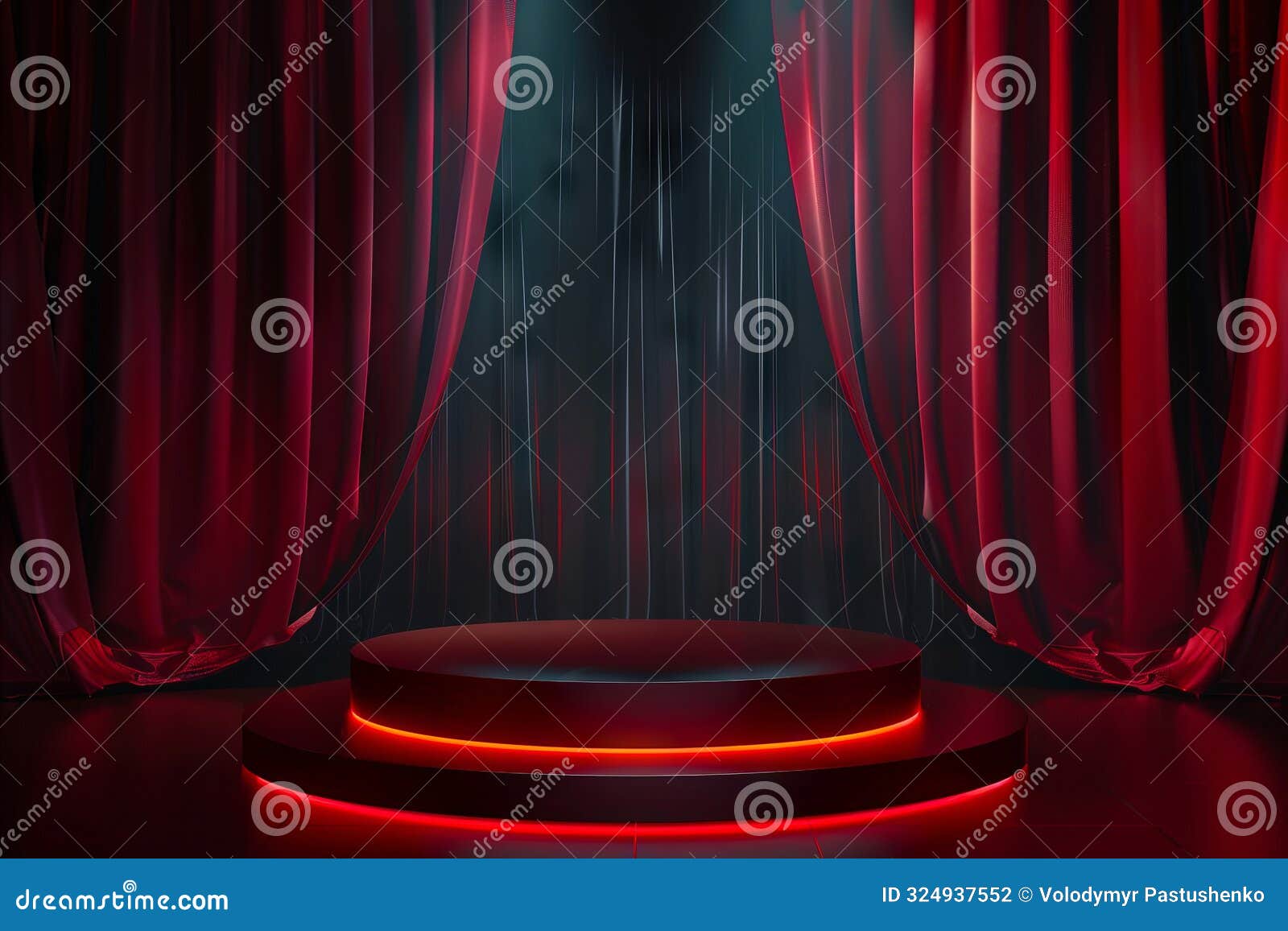 A Stage with Red Curtains and a Spotlight Stock Photo - Image of stage ...