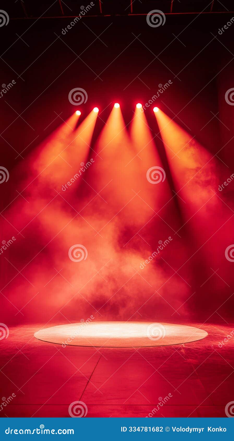 Stage with Red Spotlight and Fog Effects Stock Photo - Image of ...