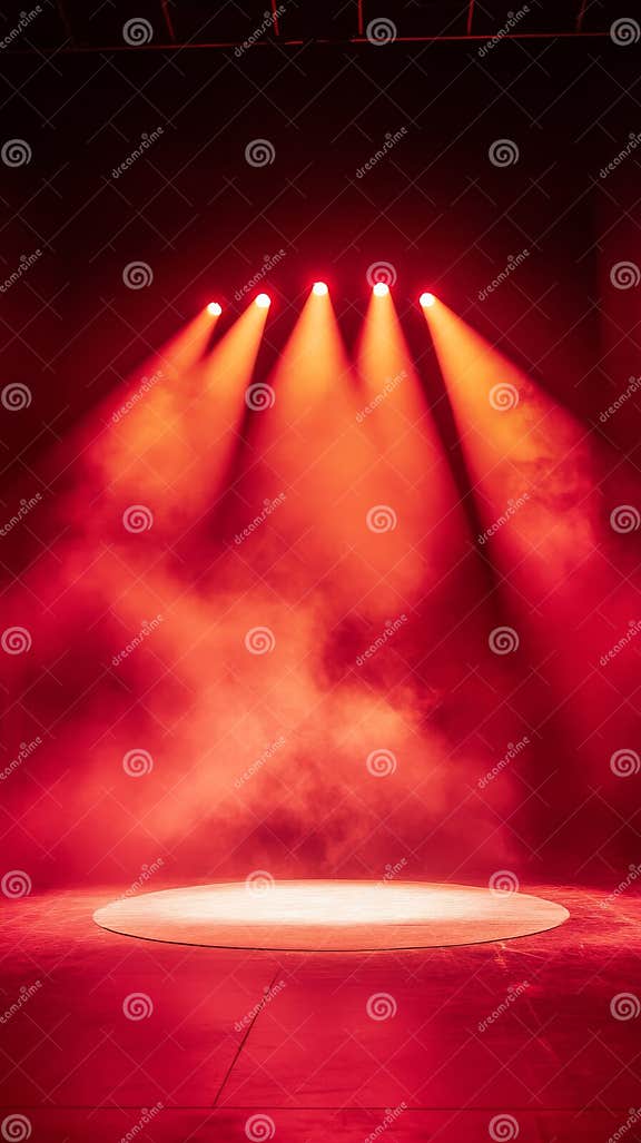 Stage with Red Spotlight and Fog Effects Stock Photo - Image of ...