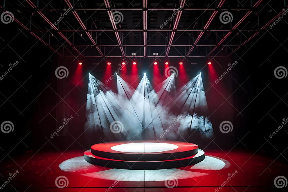 Stage with Red Spotlights, Smoky Atmosphere, Dramatic Performance ...