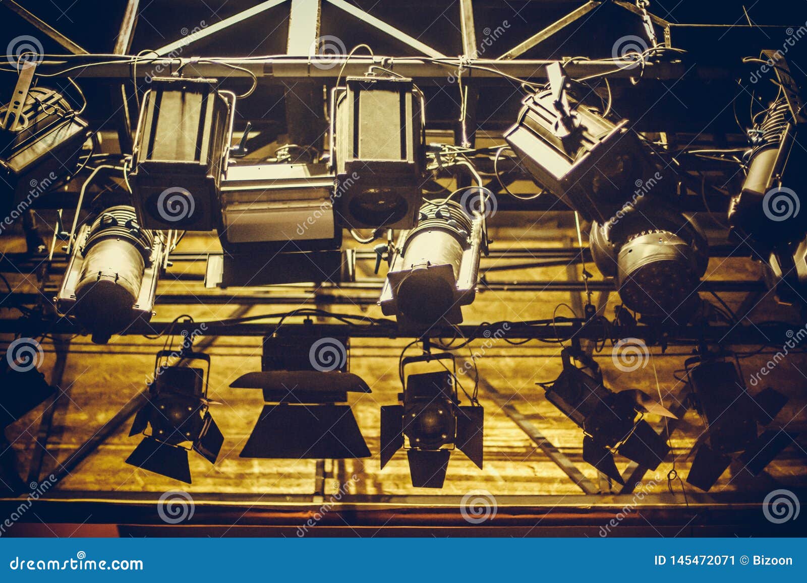 Stage Reflectors in a Theatre Stock Image - Image of beam, concert ...