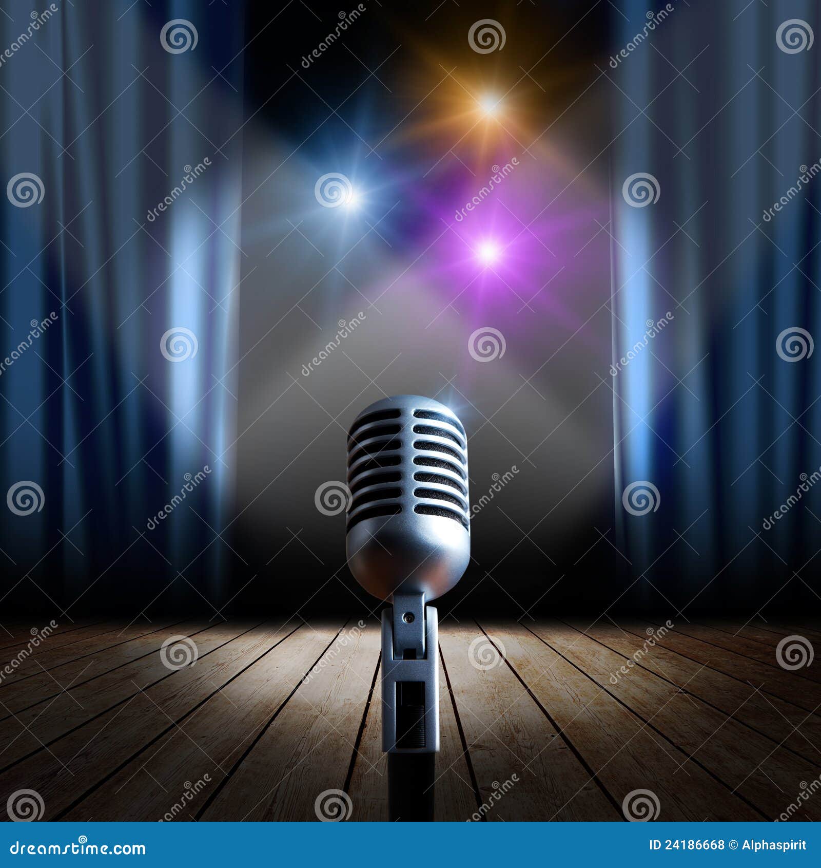 Vintage Microphone On Stage