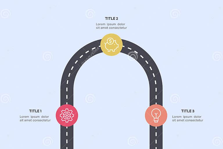 3 Stage Roadmap Infographic, Simplified Progress Visualization Stock ...