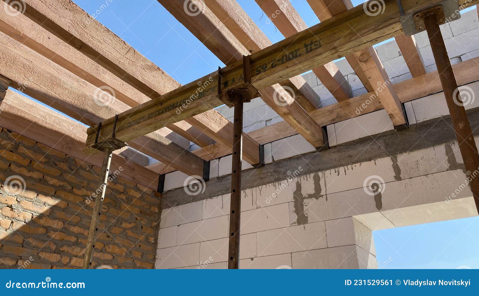 Stage of Roof Overlap with a Rafter System, New Building Stock Image ...