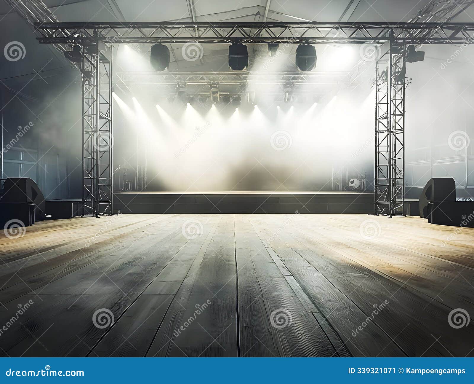 A Stage Set for a Performance, Illuminated with Lights and Shrouded in ...