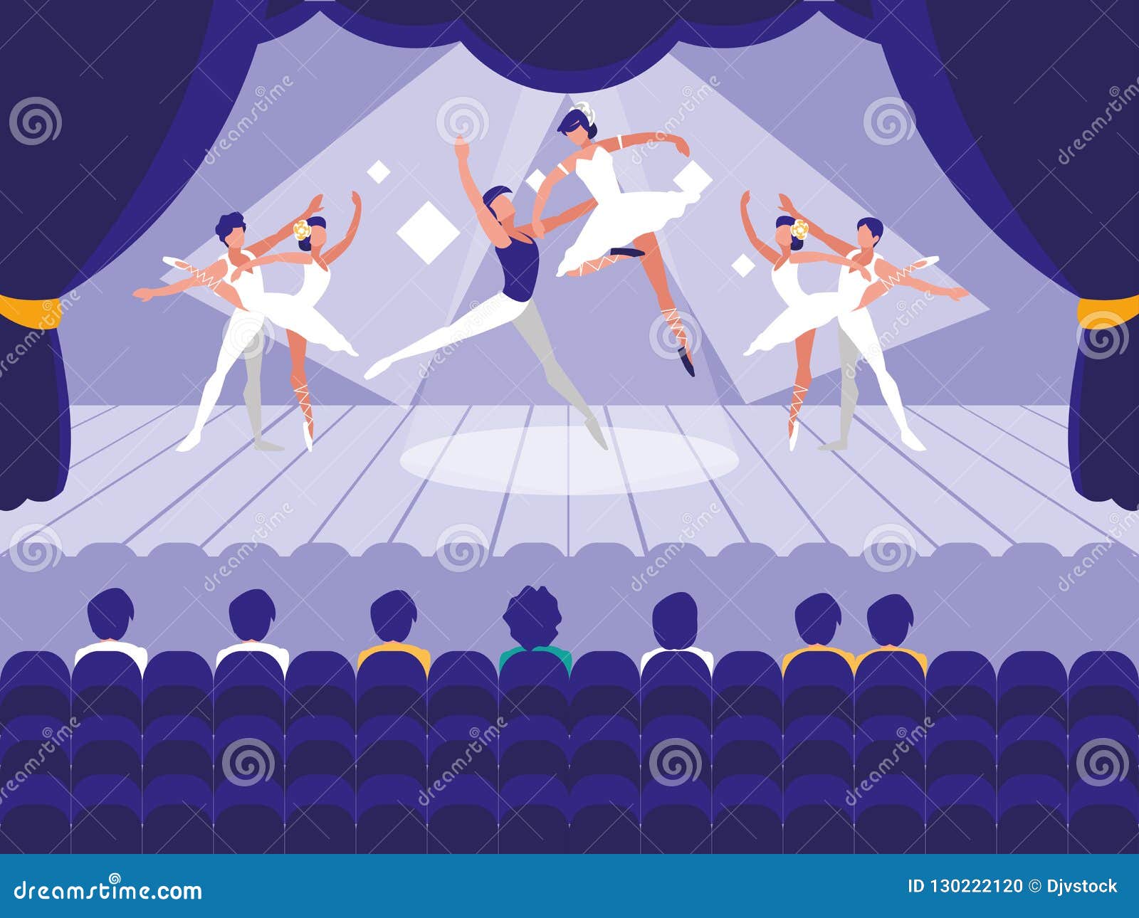 Stage with Show Ballet Scene Stock Vector - Illustration of dancers ...