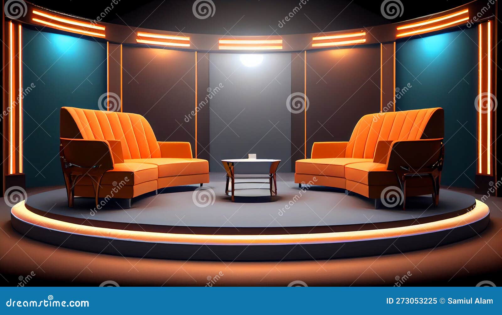 Stage with Sofas and Spotlights in Concept of Debate and Meetings Ai ...