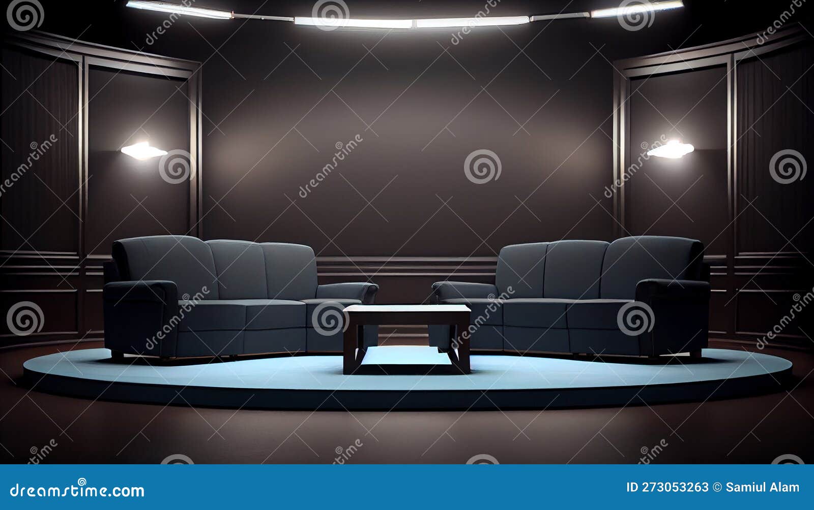 Stage with Sofas and Spotlights in Concept of Debate and Meetings Ai ...