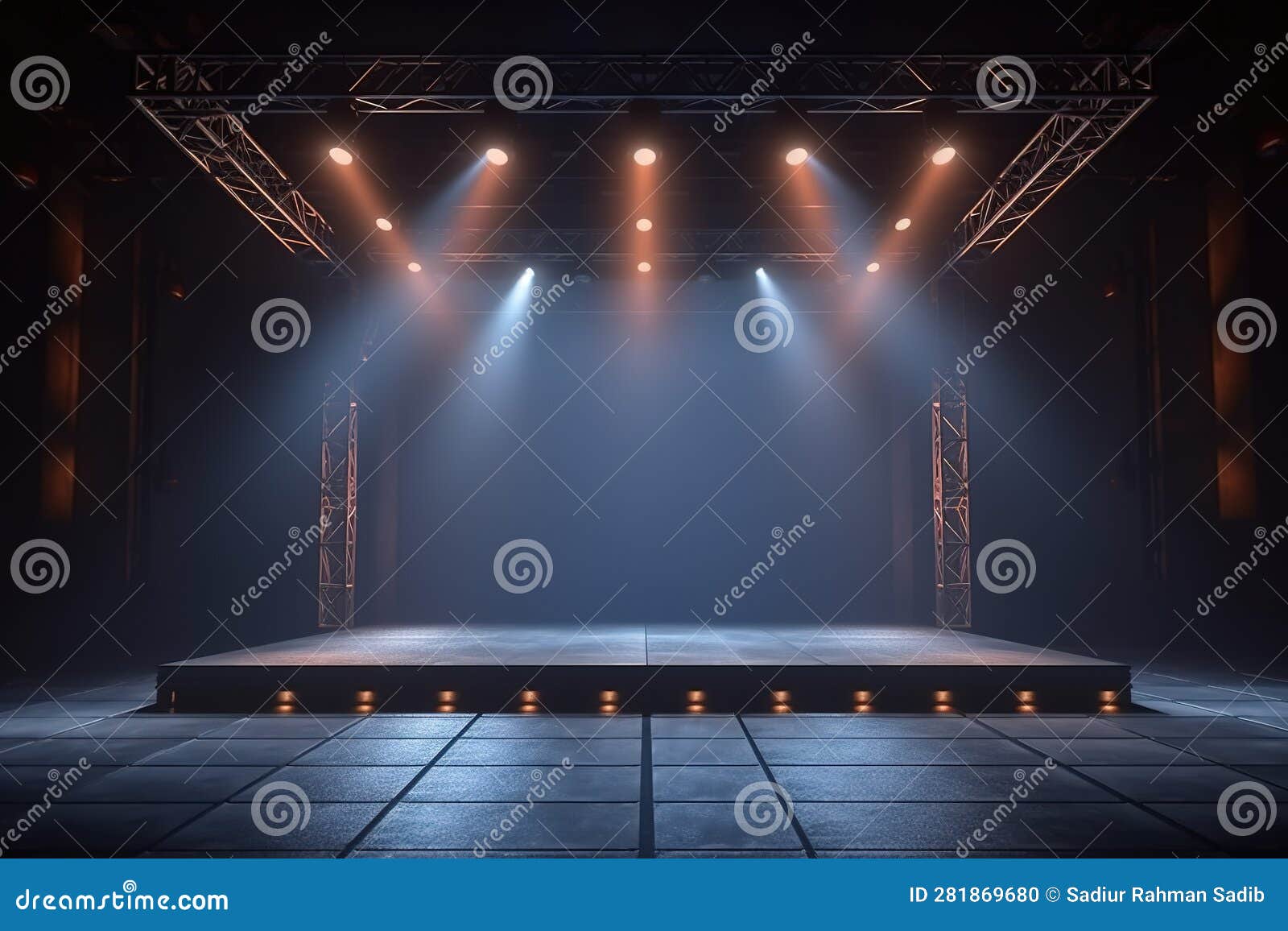 Stage with Spotlight. Empty Stage with Lighting Equipment on a Stage ...