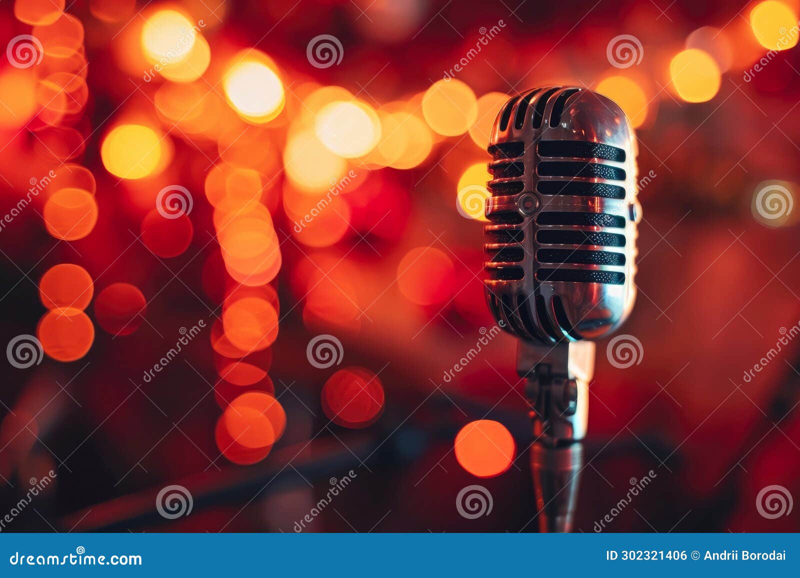 Stage Spotlight: Festive Mic Glow. Stock Illustration - Illustration of ...
