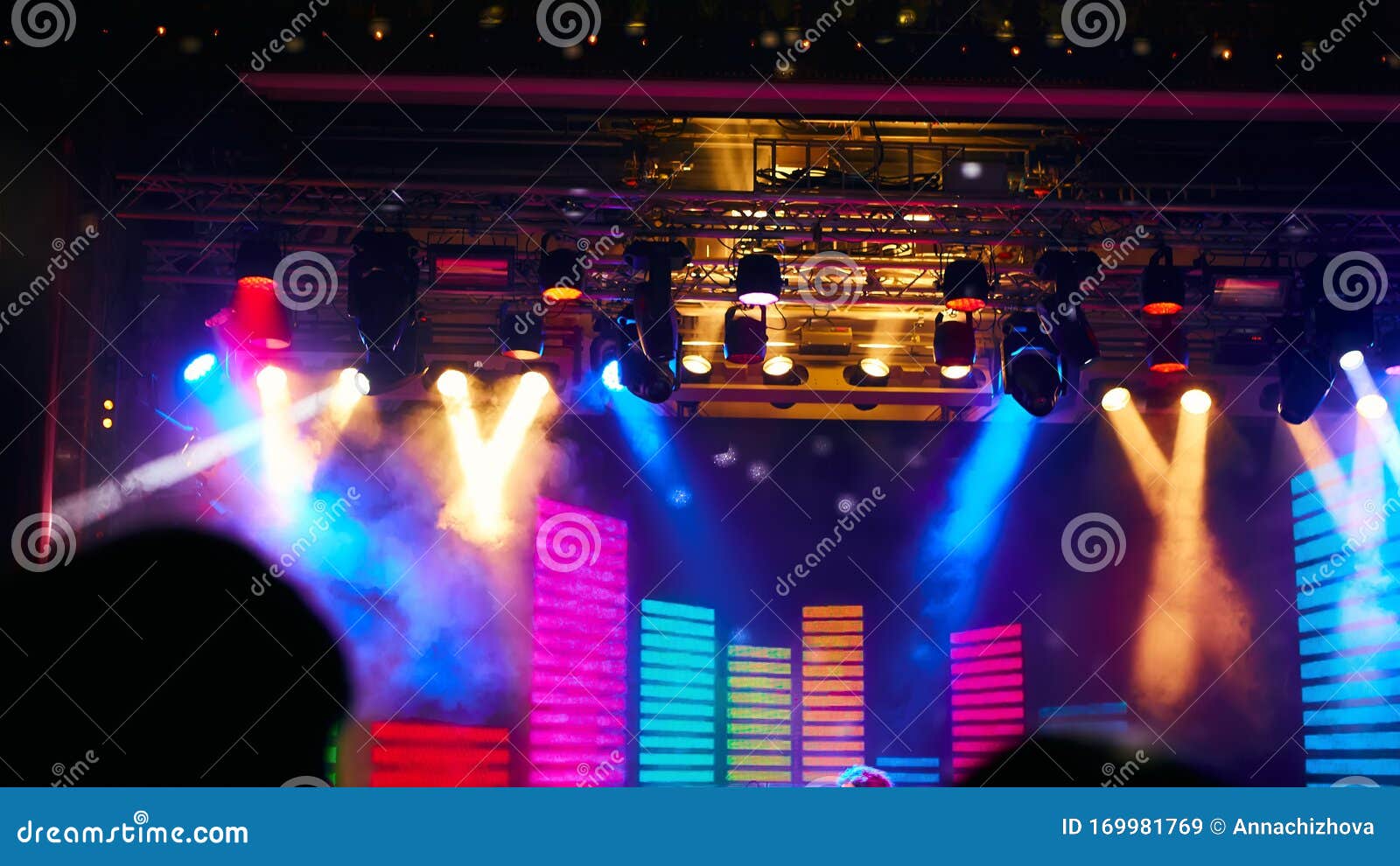 The Stage Spotlight with Laser Rays. Event Concept Stock Image - Image ...