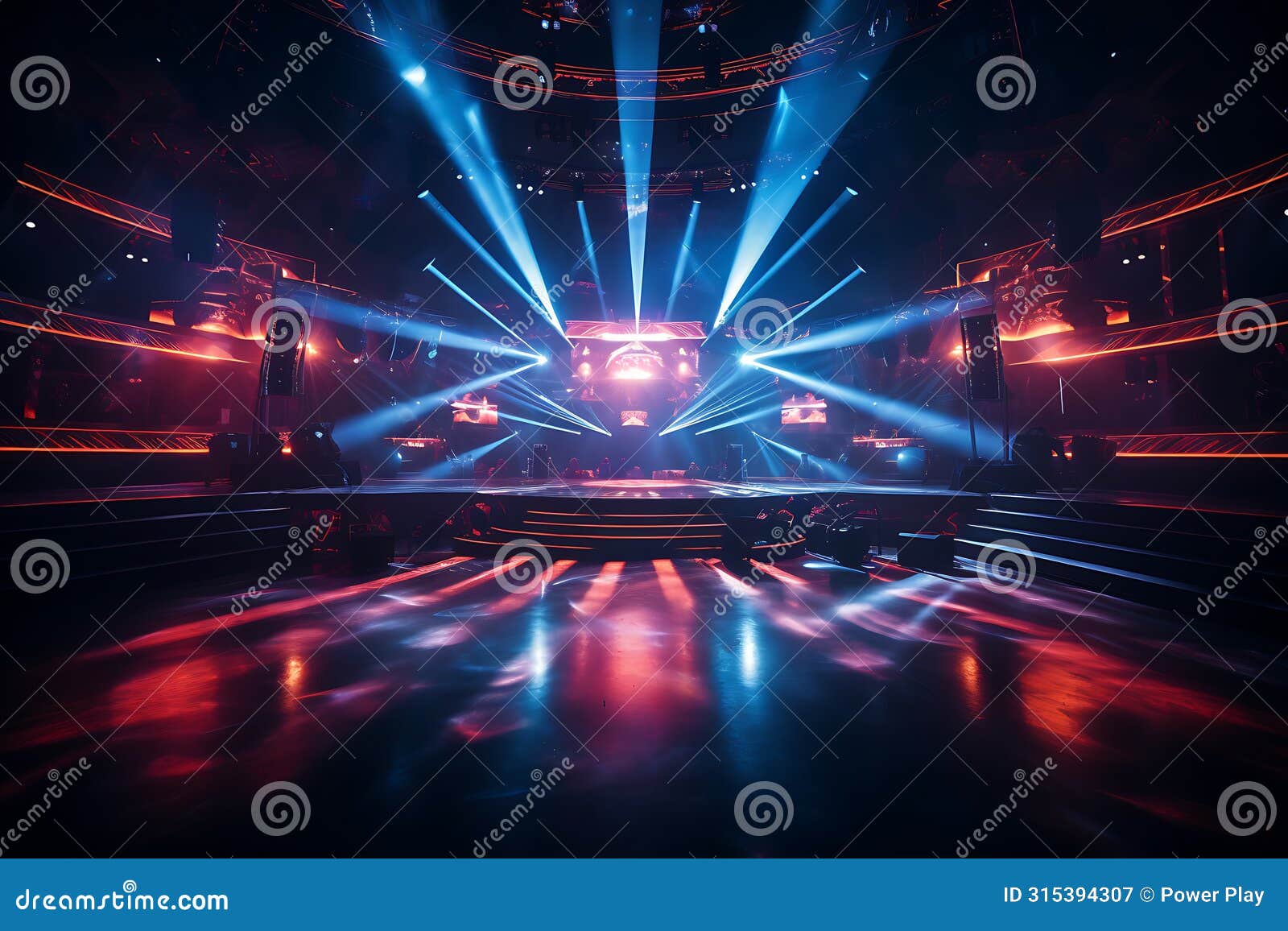 Stage Spotlight with Laser Rays and Smoke, Stage Spotlight with Laser ...