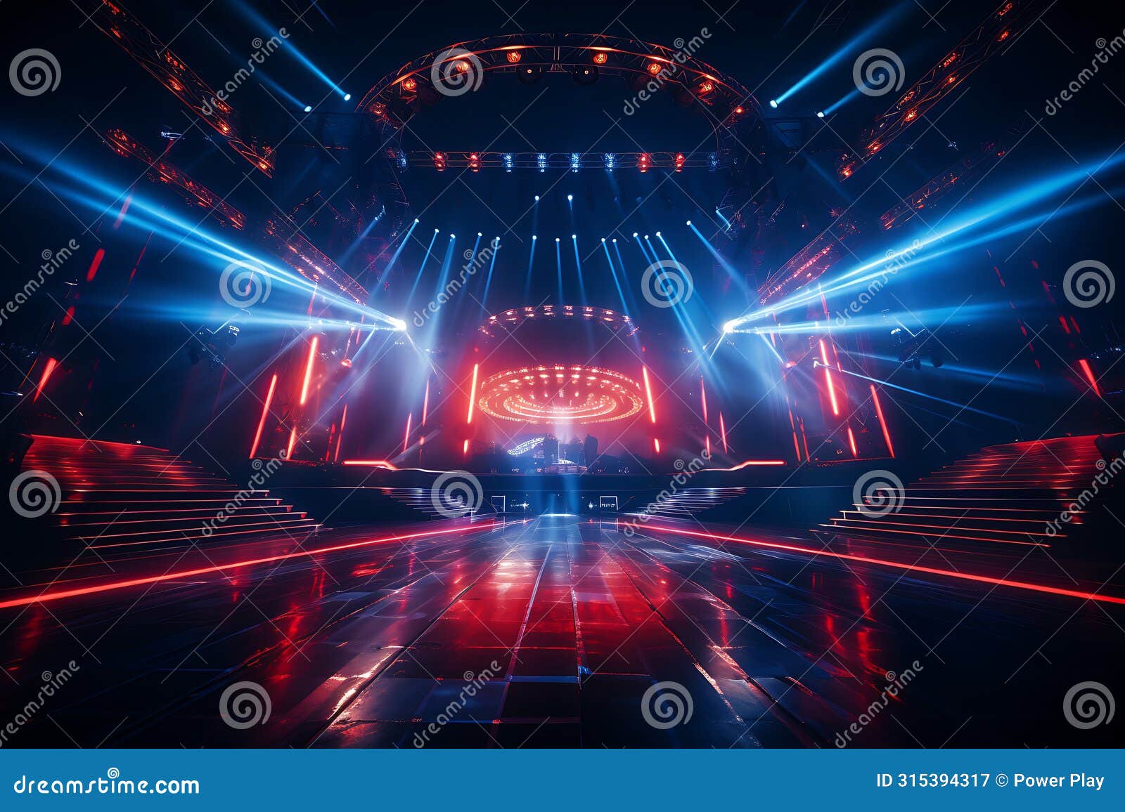 Stage Spotlight with Laser Rays and Smoke, Stage Spotlight with Laser ...