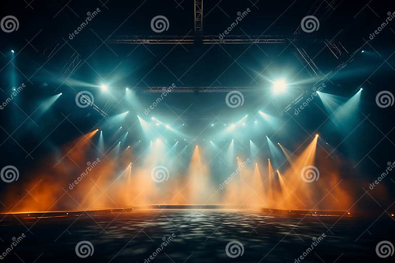 Stage Spotlight with Laser Rays and Smoke, Stage Lighting, Stage ...