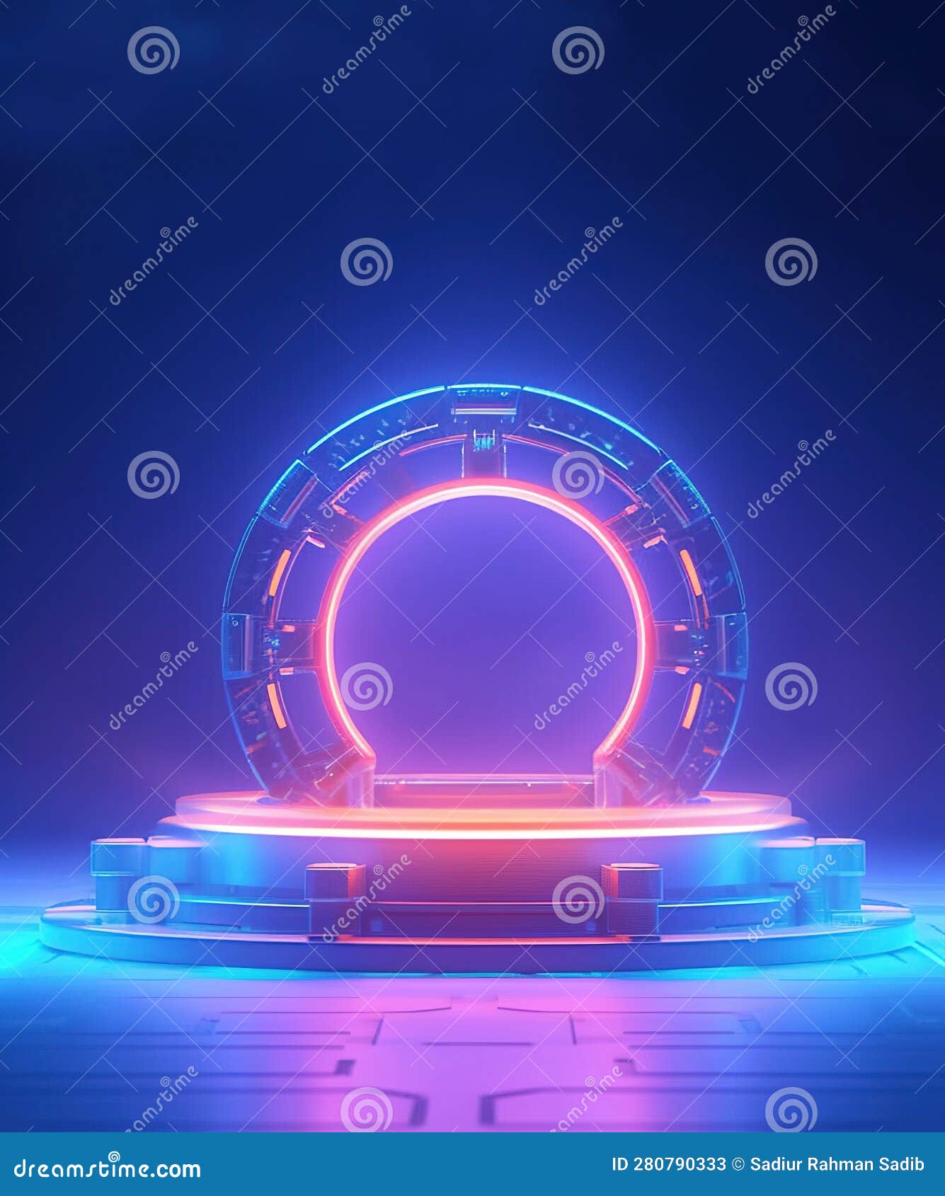 Stage with Spotlight and Lights. Futuristic or Magic Portal with Glow ...