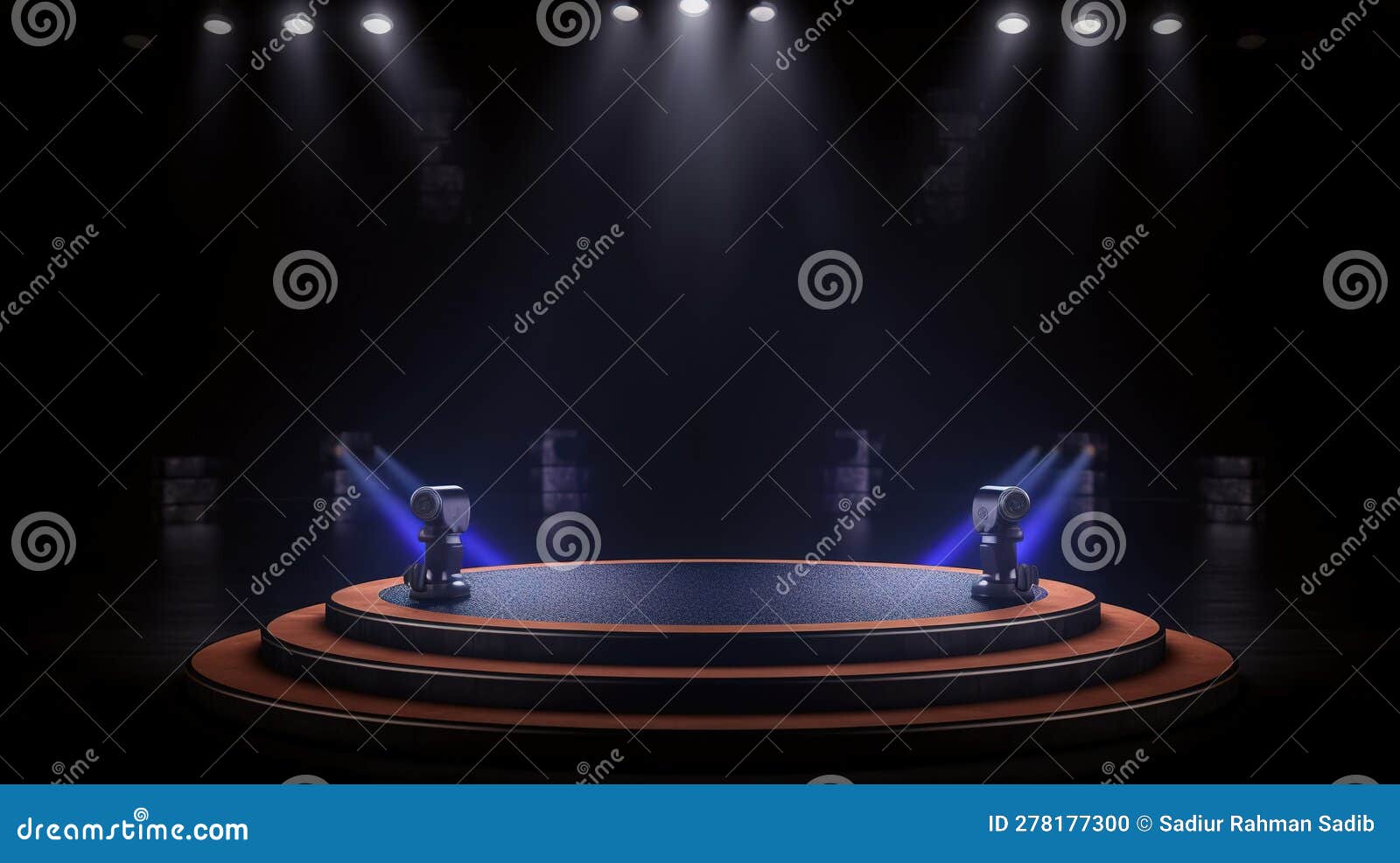 Stage with Spotlight on Stage. Podium with Lighting Stock Illustration ...