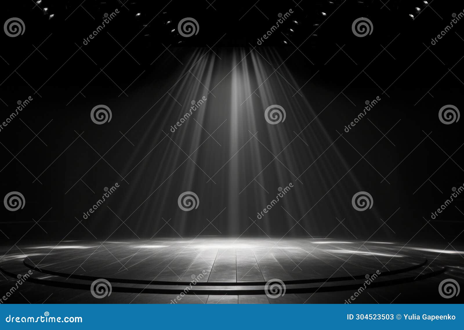 A Stage with a Spotlight Shining on it. Stock Image - Image of night ...