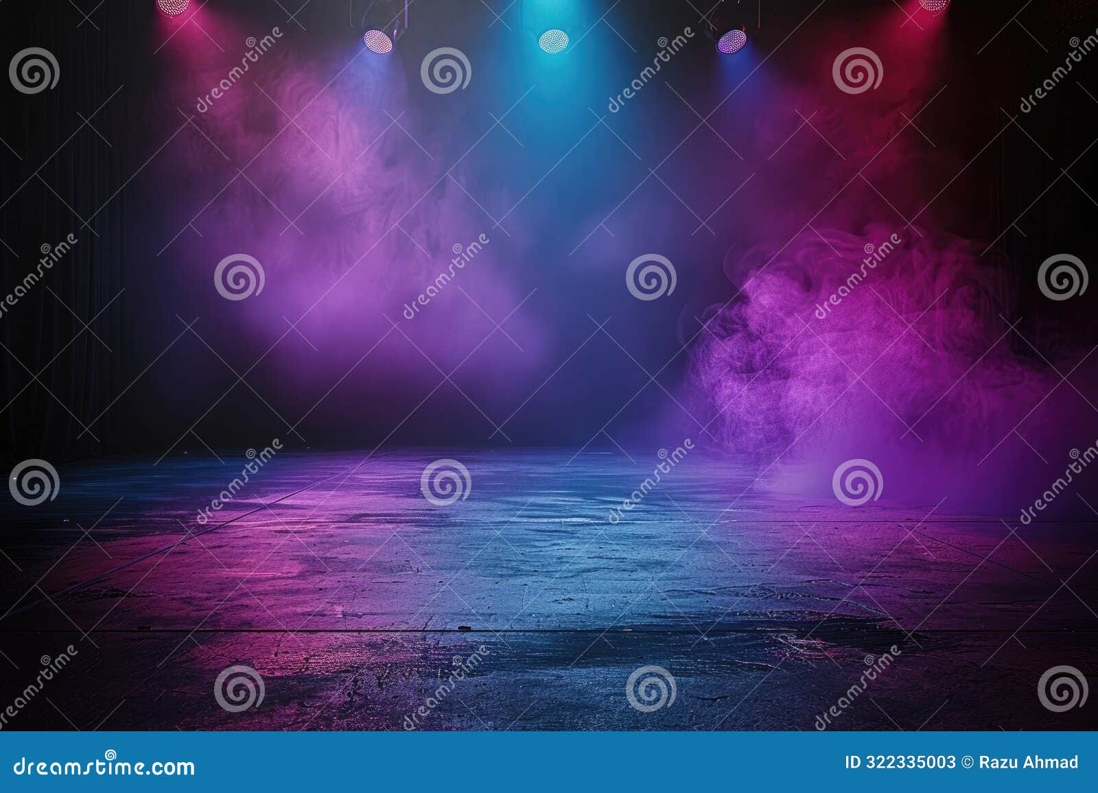 Empty Stage with Spotlights, Smoke and Spotlights. Stage Background ...