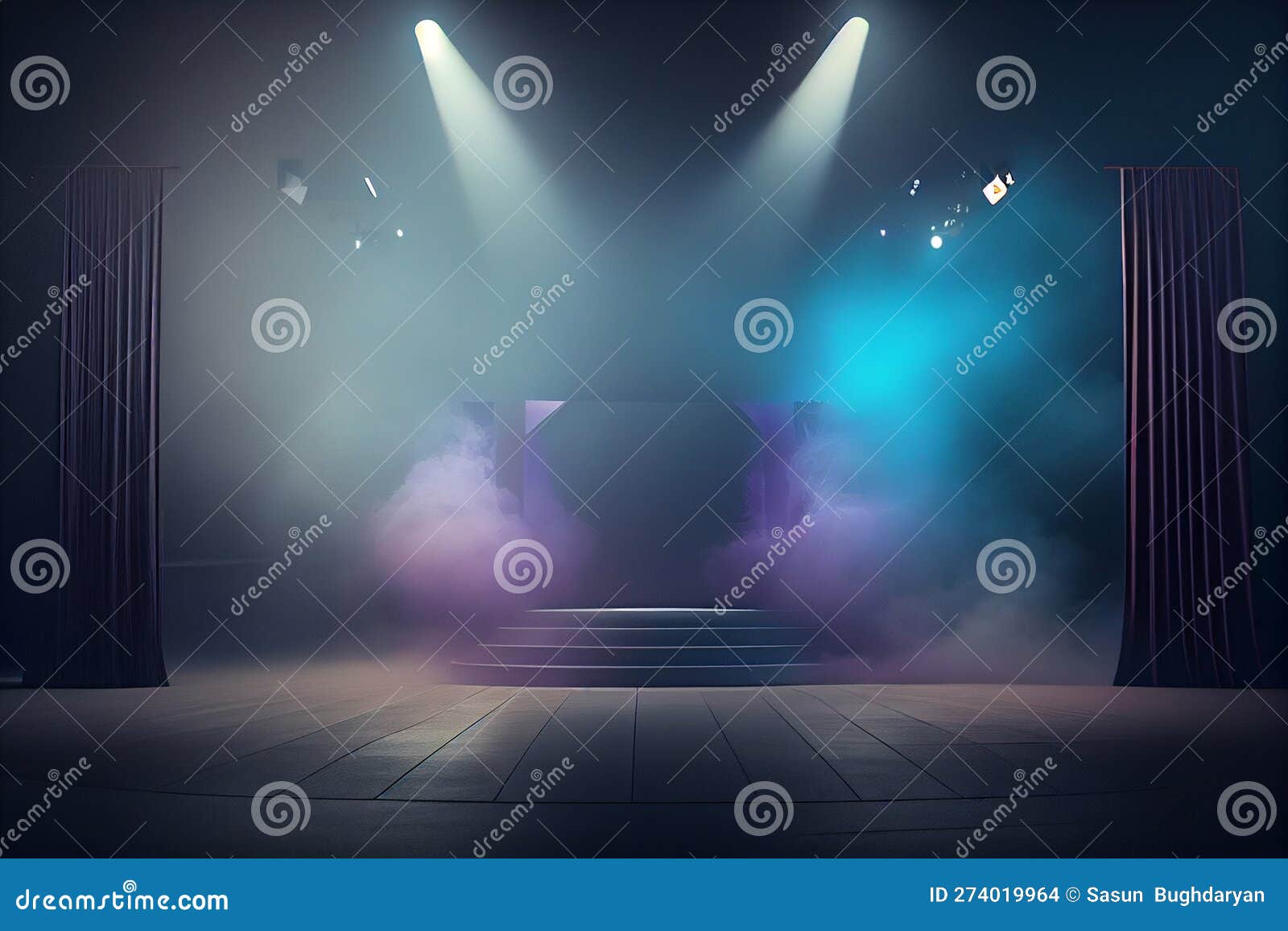 Stage Spotlight with Spotlights, Stage Podium Scene,generative Ai Stock ...