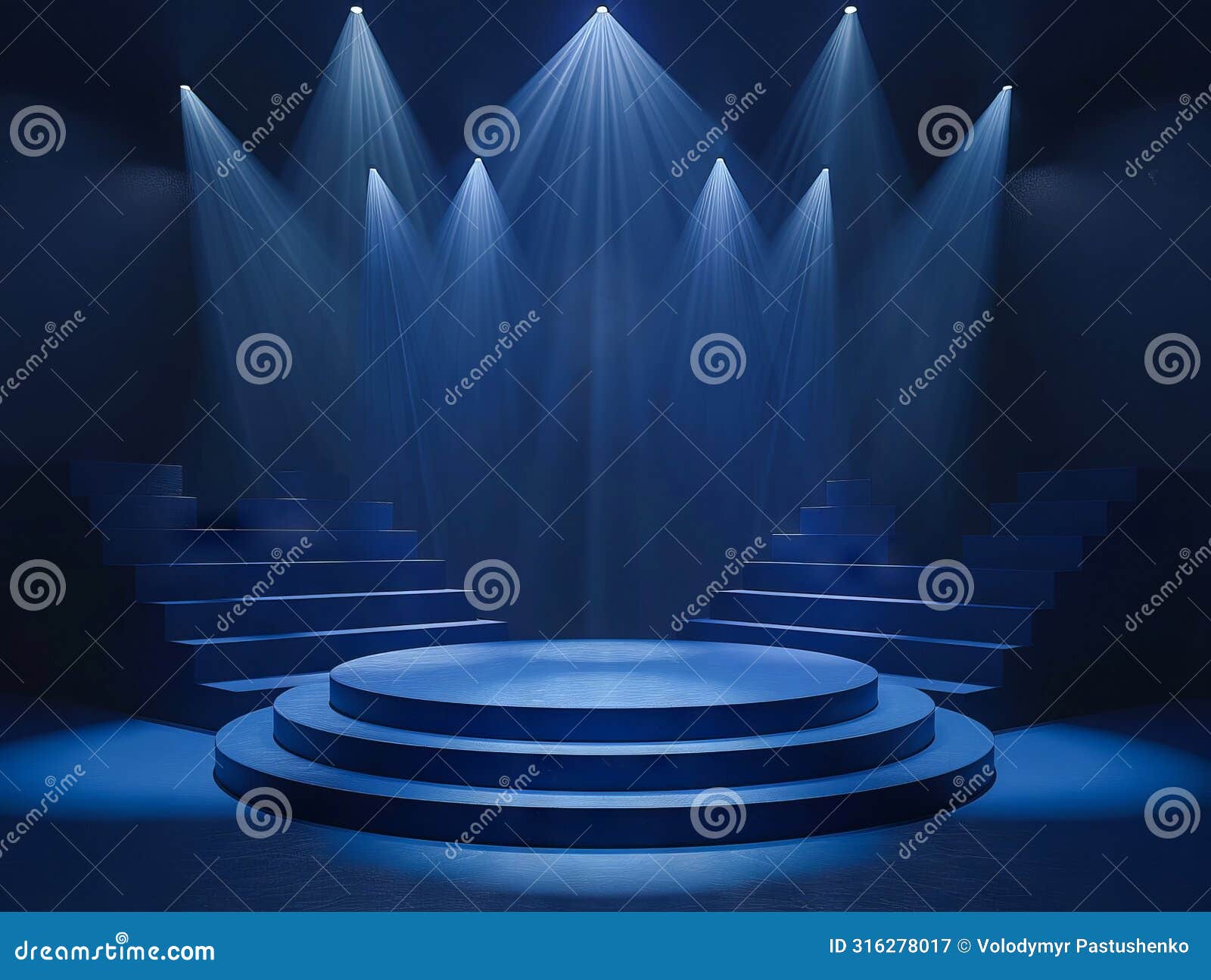 A Stage with a Spotlight and Steps Stock Image - Image of floor, podium ...