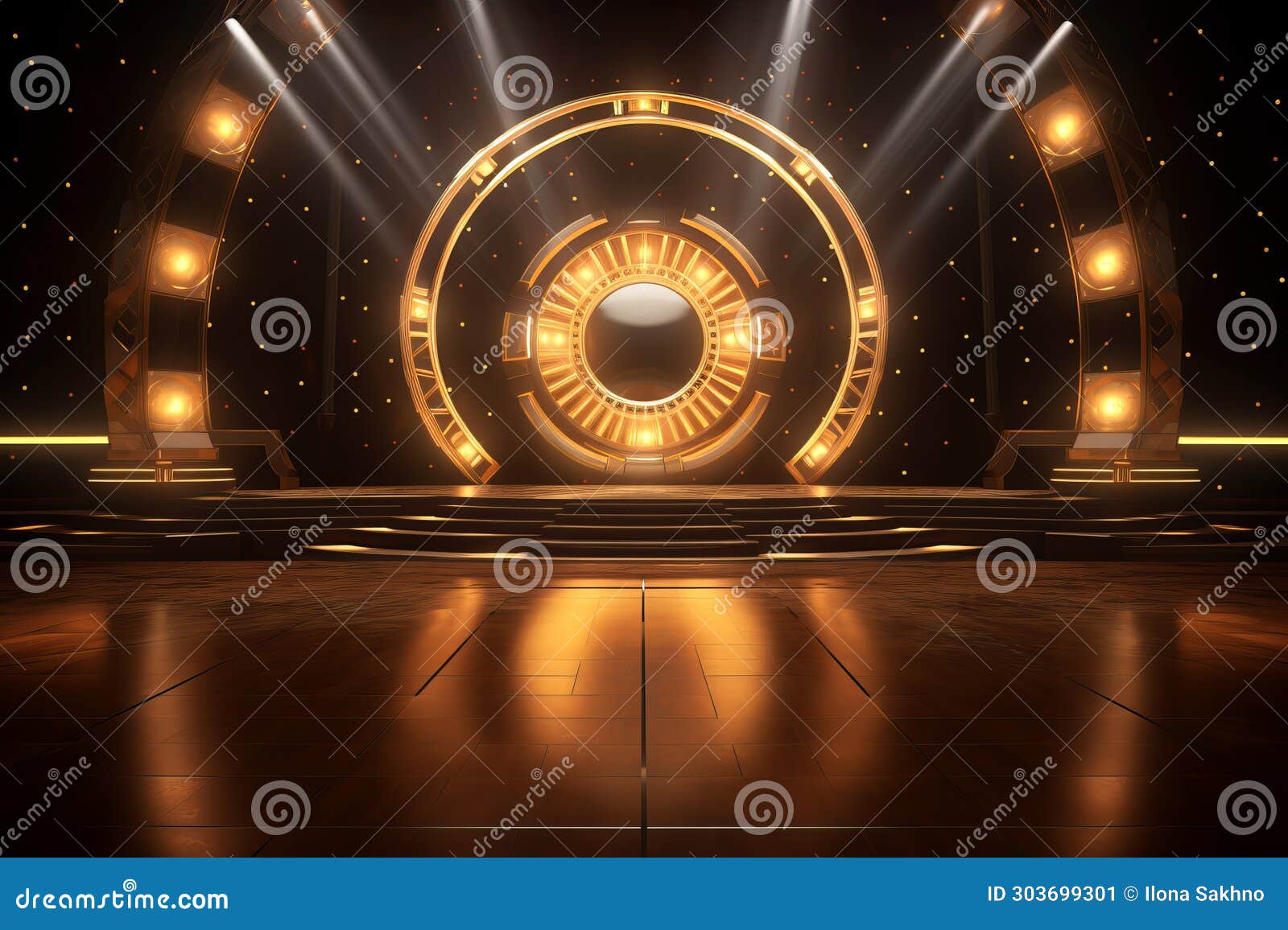 Stage with Spotlights for a Production Stock Illustration ...