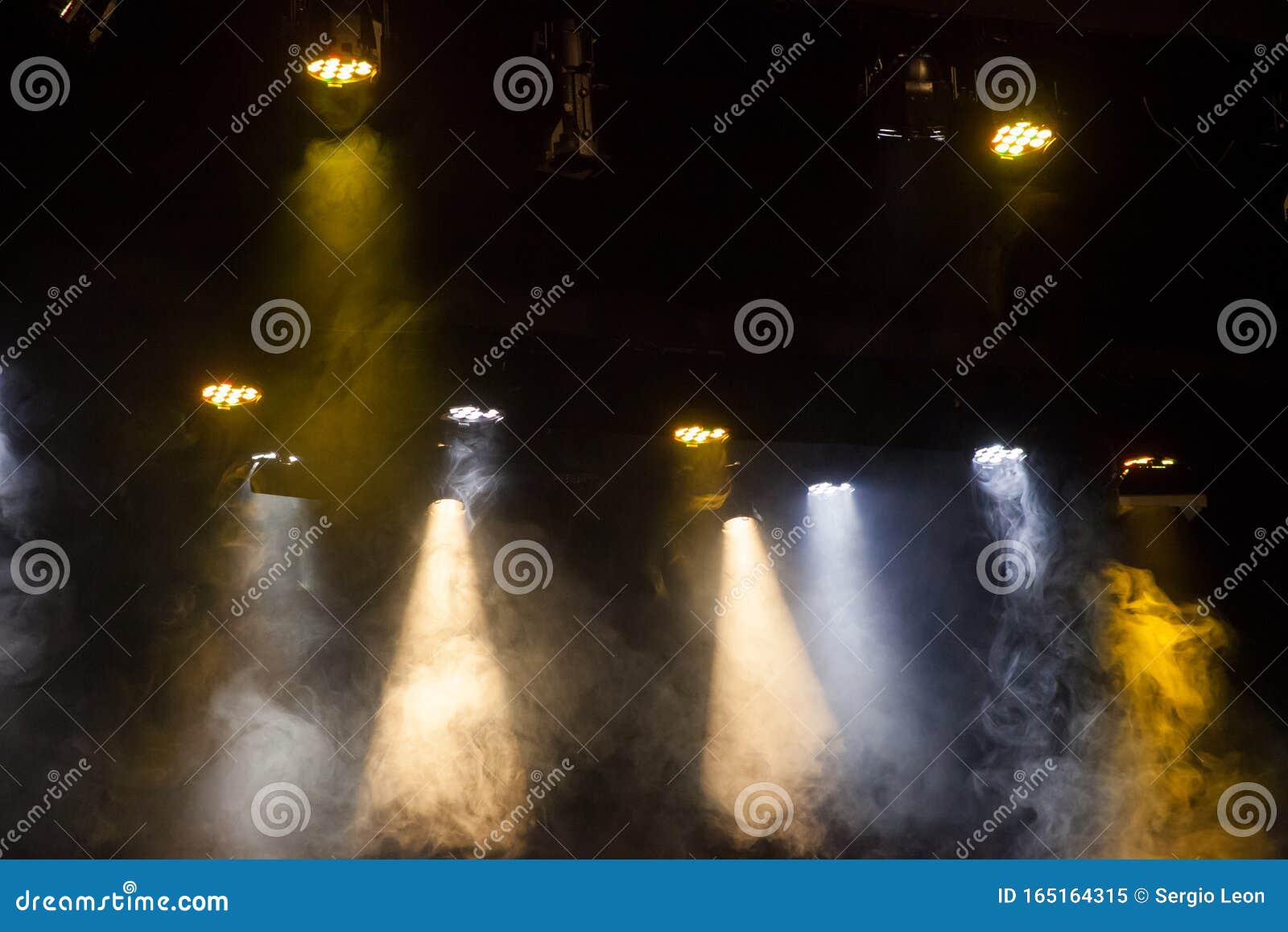 Stage Spotlights with Smoke Stock Image - Image of entertainment ...