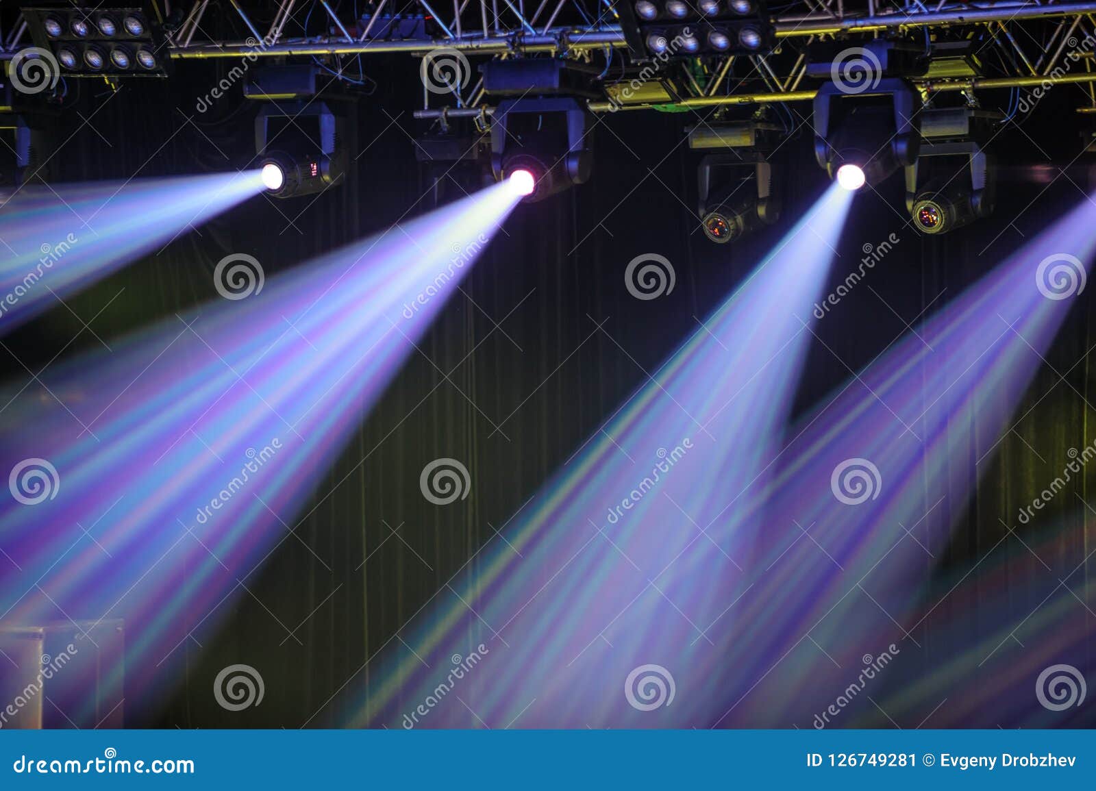Stage spotlights stock image. Image of dark, light, spotlights - 126749281
