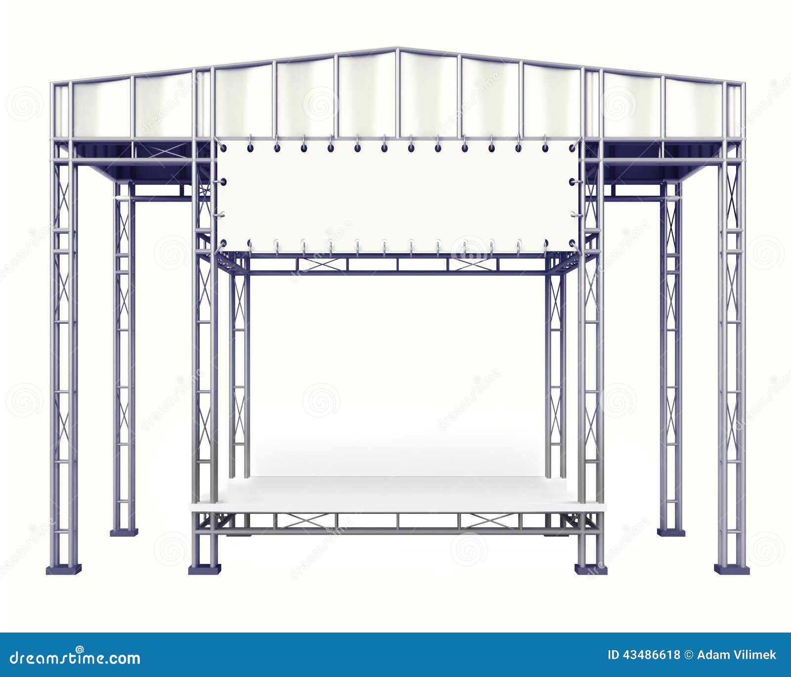 Stage Steel Construction with Empty Desk on White Isolated Stock ...