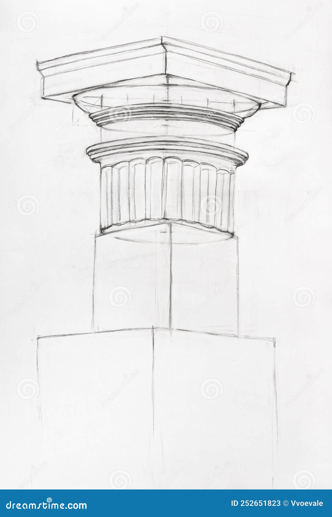 Stage of Study Drawing of Doric Capital Stock Image - Image of ...