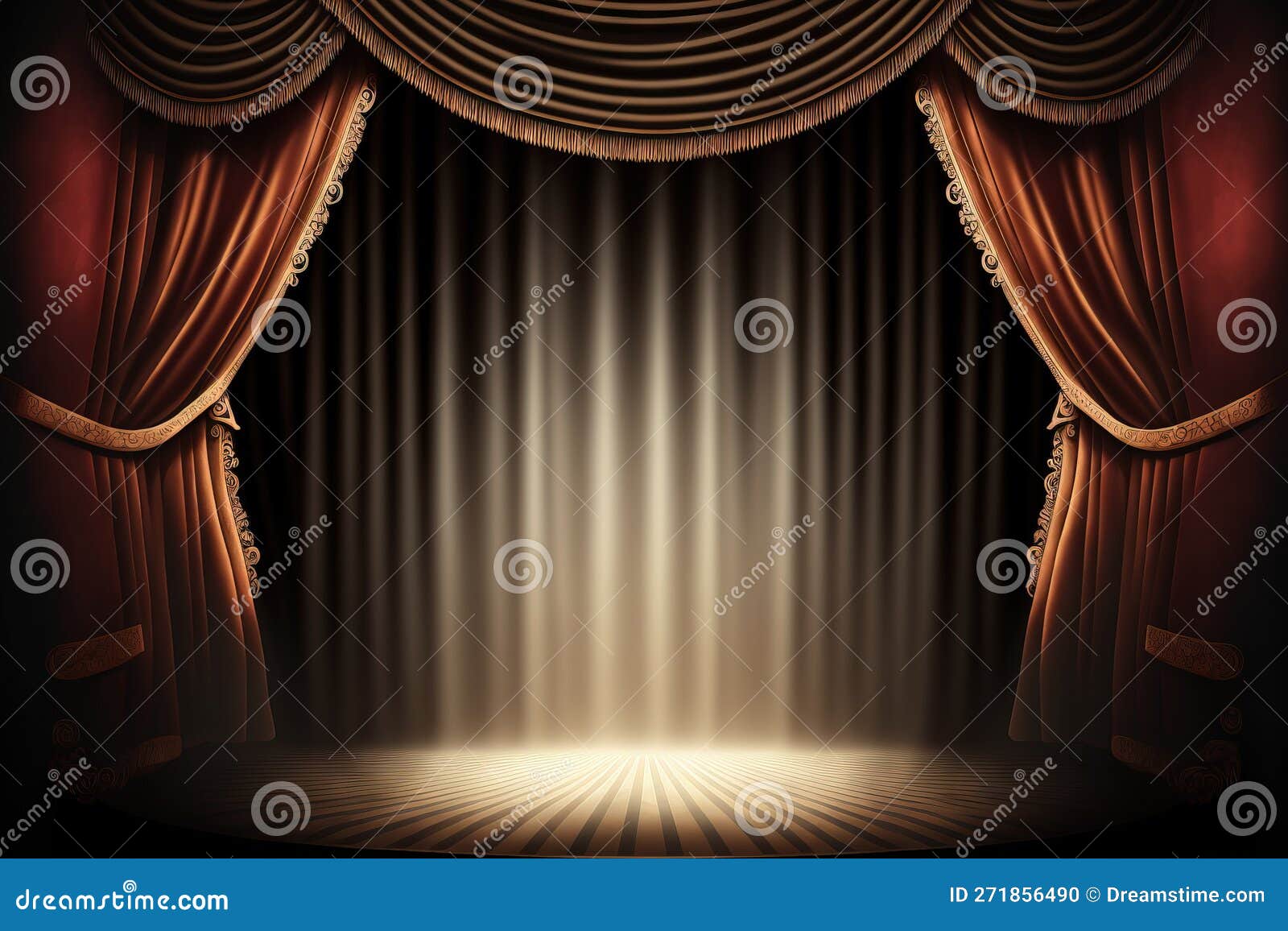 Stage and Theater Curtain with Dramatic Lights Stock Illustration ...