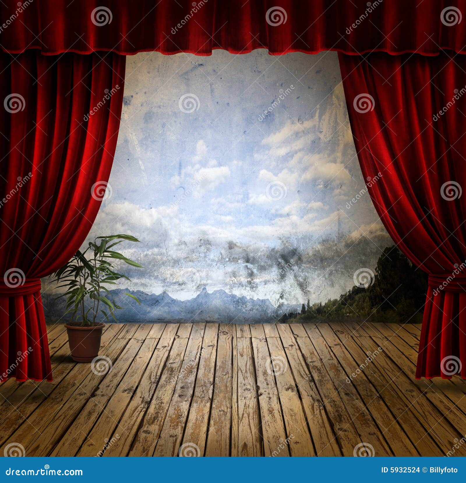 Stage and velvet curtains stock photo. Image of public - 5932524