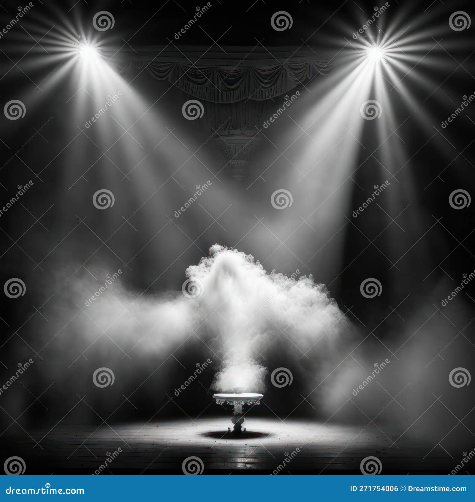 Stage White Smoke and Spotlight Stock Illustration - Illustration of ...