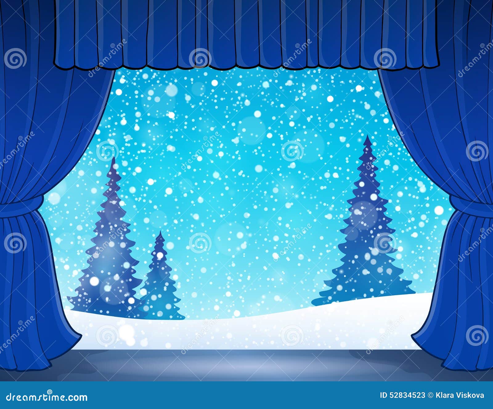 Stage with winter theme 1 stock vector. Illustration of drawing - 52834523