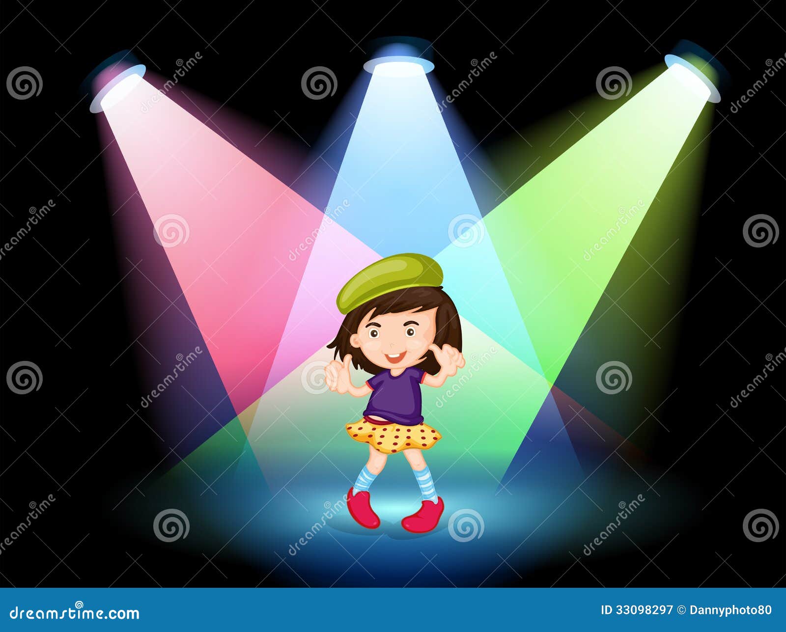 A Stage with a Young Girl Dancing Stock Vector - Illustration of female ...