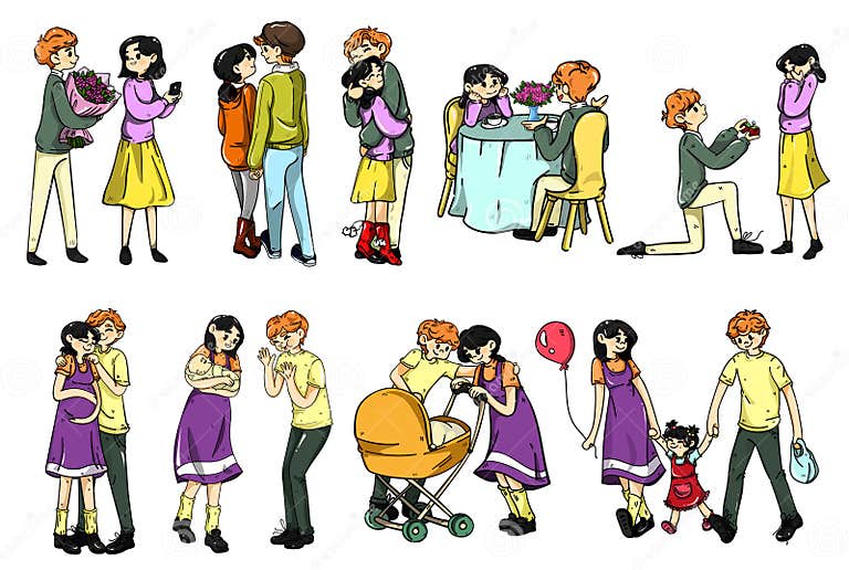 Stages of Creating Family. Love, Pregnancy, Birth. Couple and Child ... Stages of Creating Family. Love, Pregnancy, Birth. Couple and Child ...