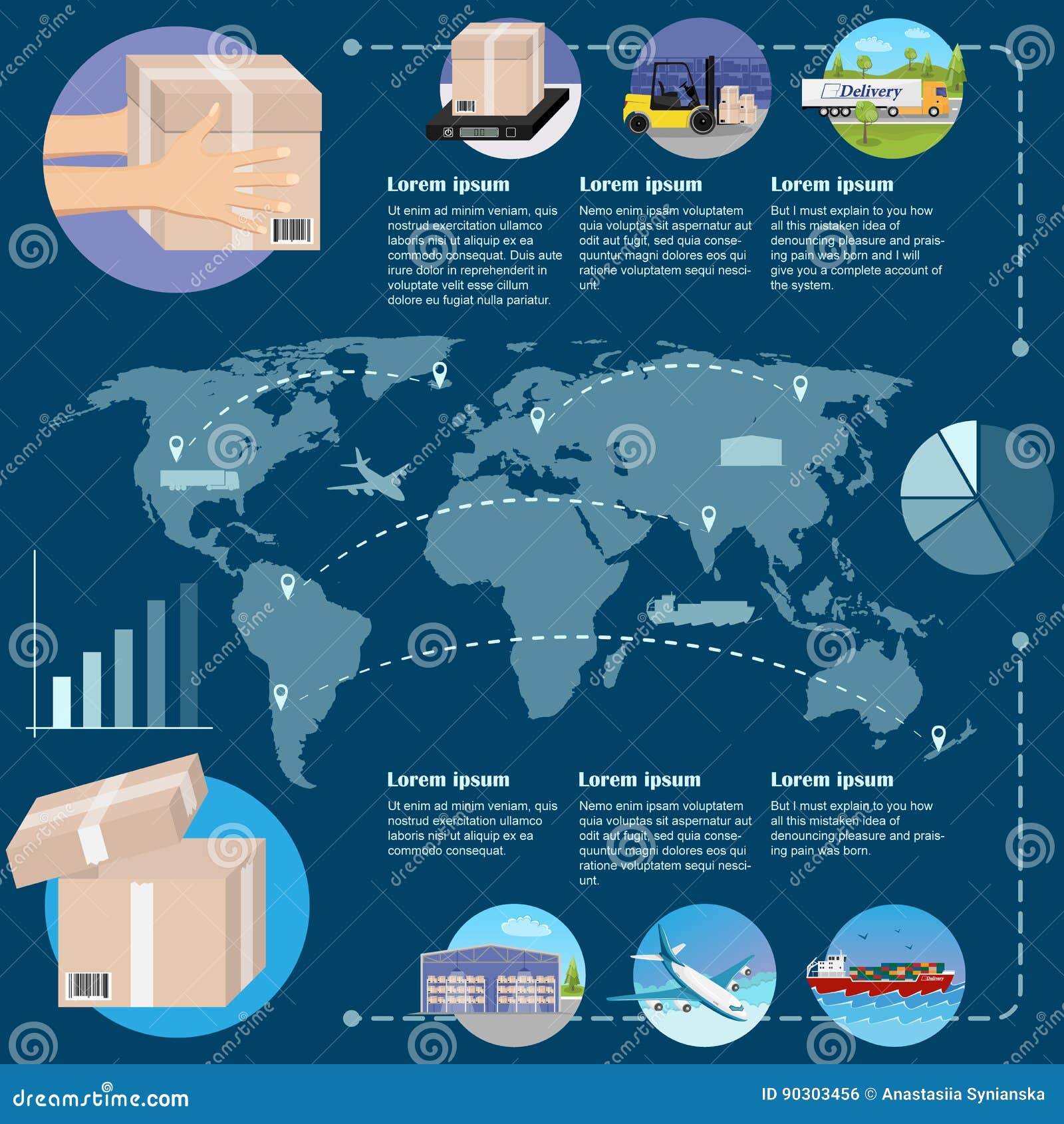 Stages of Delivery Parcel. Set of Flat Vector Icons Stock Vector ...