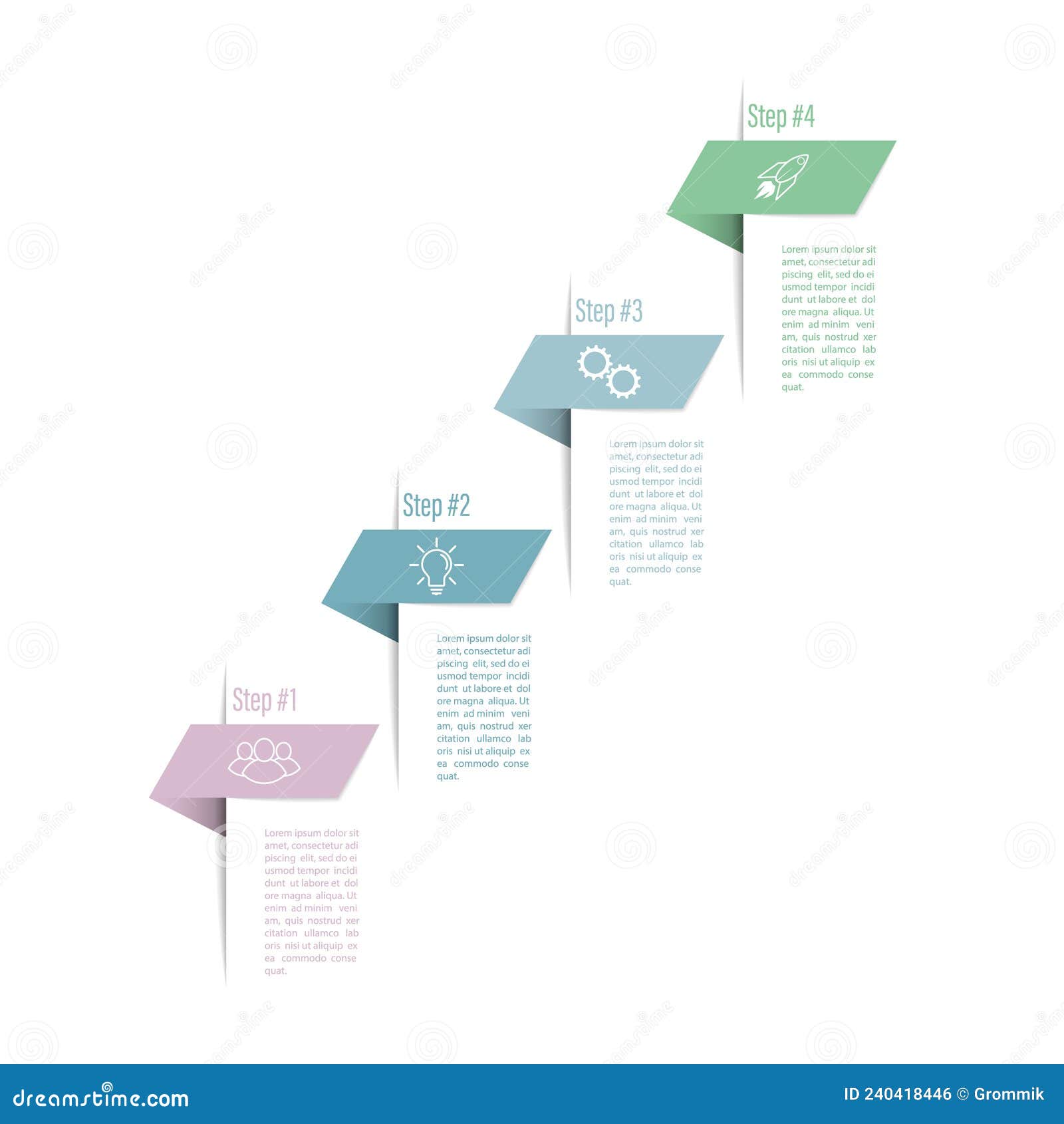 4 Stages of Development, Improvement or Training. Infographics with ...