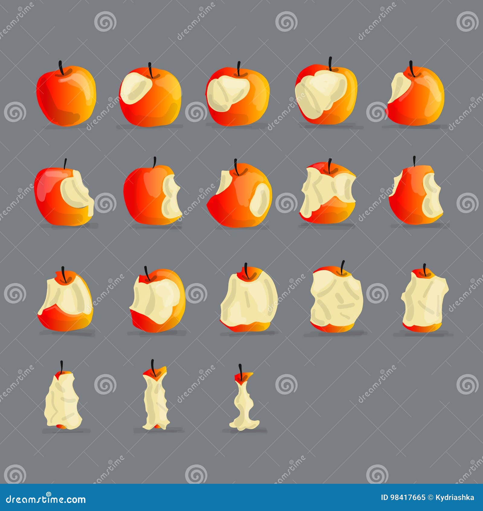 Stages of Eating Apple, Sketch for Your Design Stock Vector ...