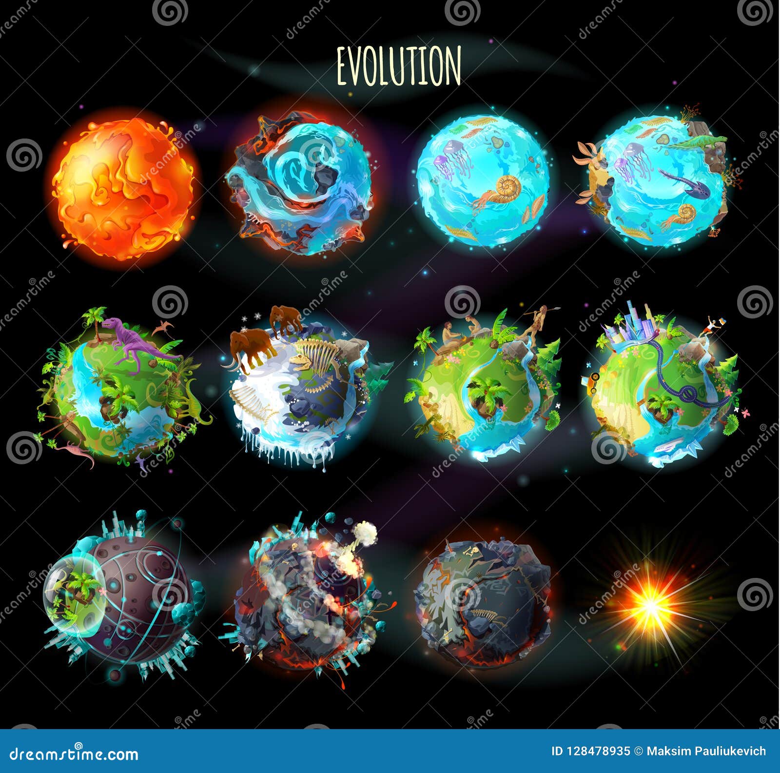 Evolution of Earth, Concept Illustration Stock Illustration ...