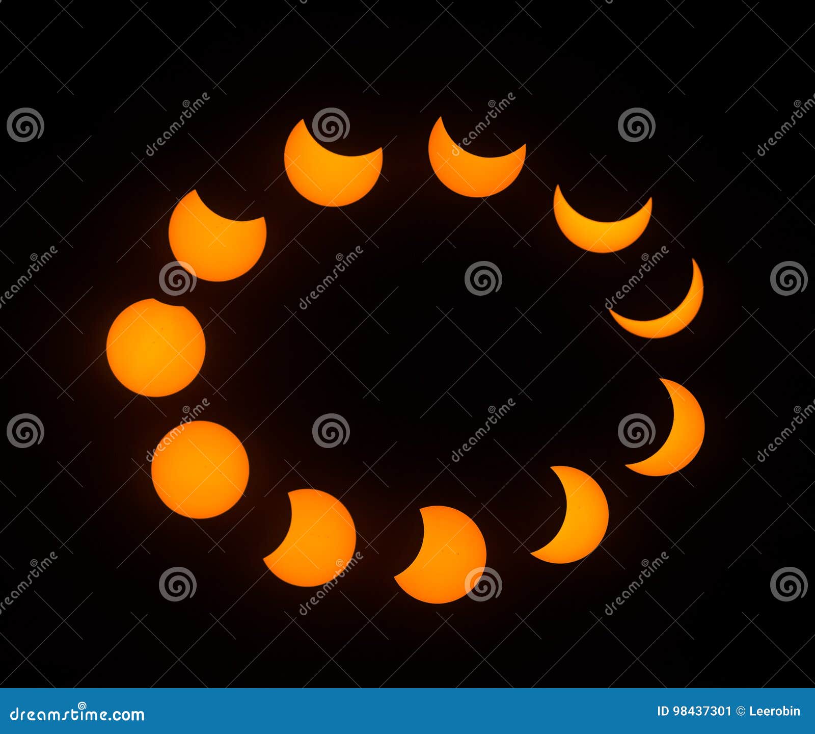 Stages of Partial Solar Eclipse on August 2017 Stock Image - Image of ...