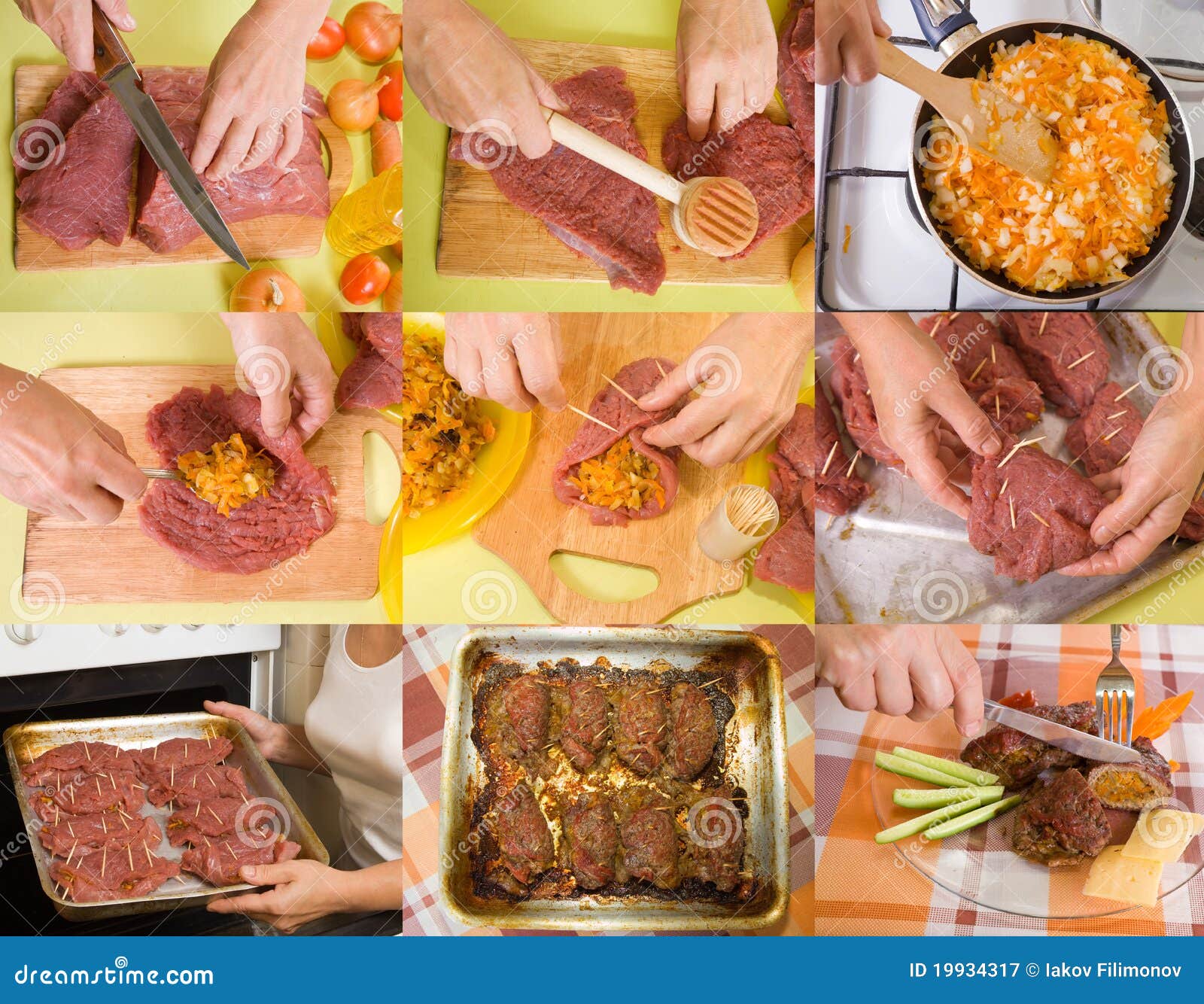 Stages of Preparation Stuffed Beef Stock Image - Image of hand, poultry ...