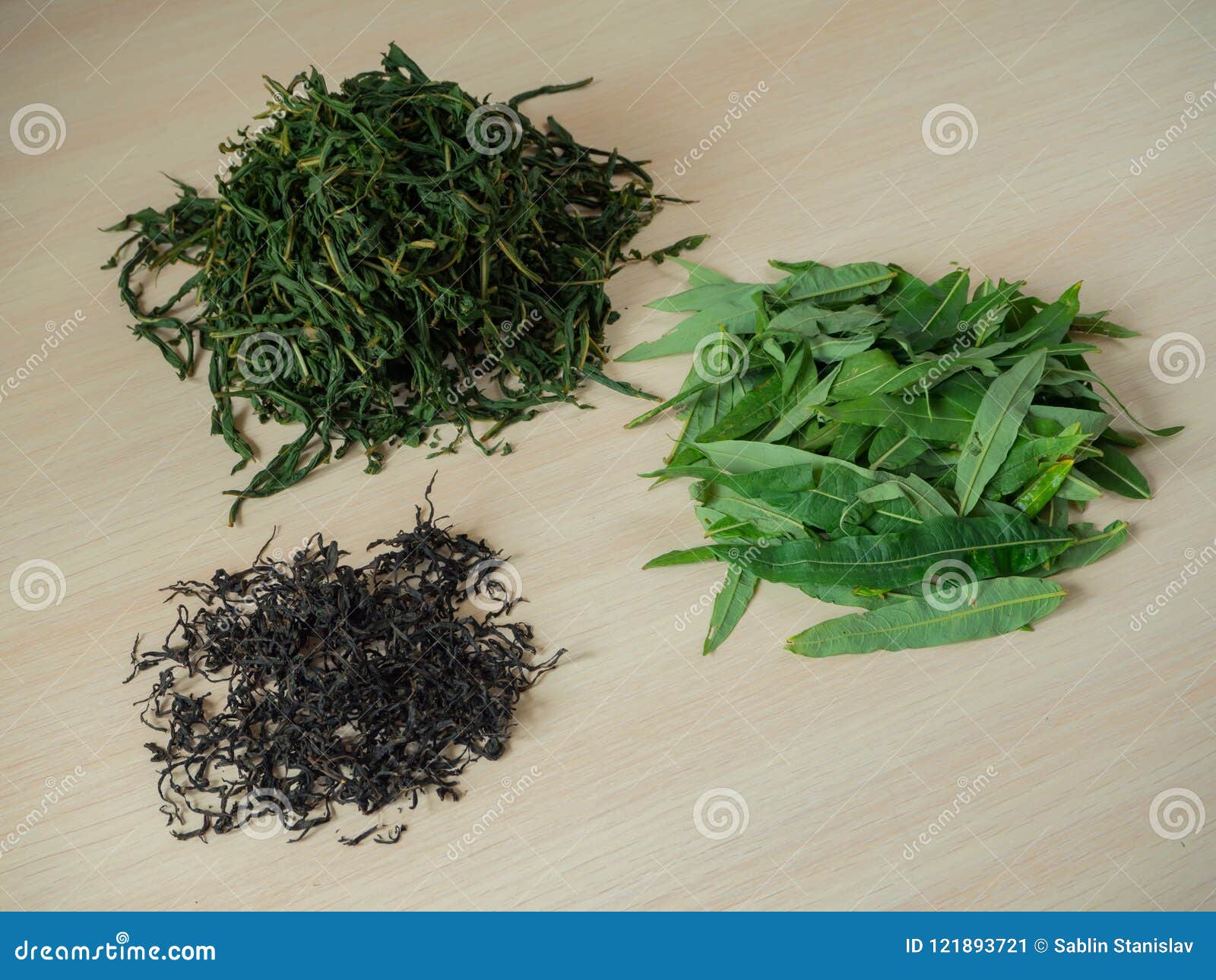 Stages of Production of Fermented Tea Leaves. Fermented Ivan-tea. Stock ...