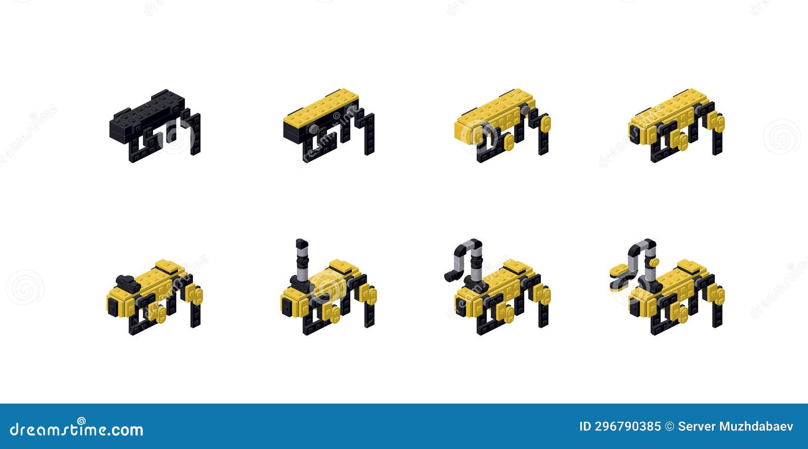 Stages of Robot Assembly for Animation. Vector Stock Vector ...