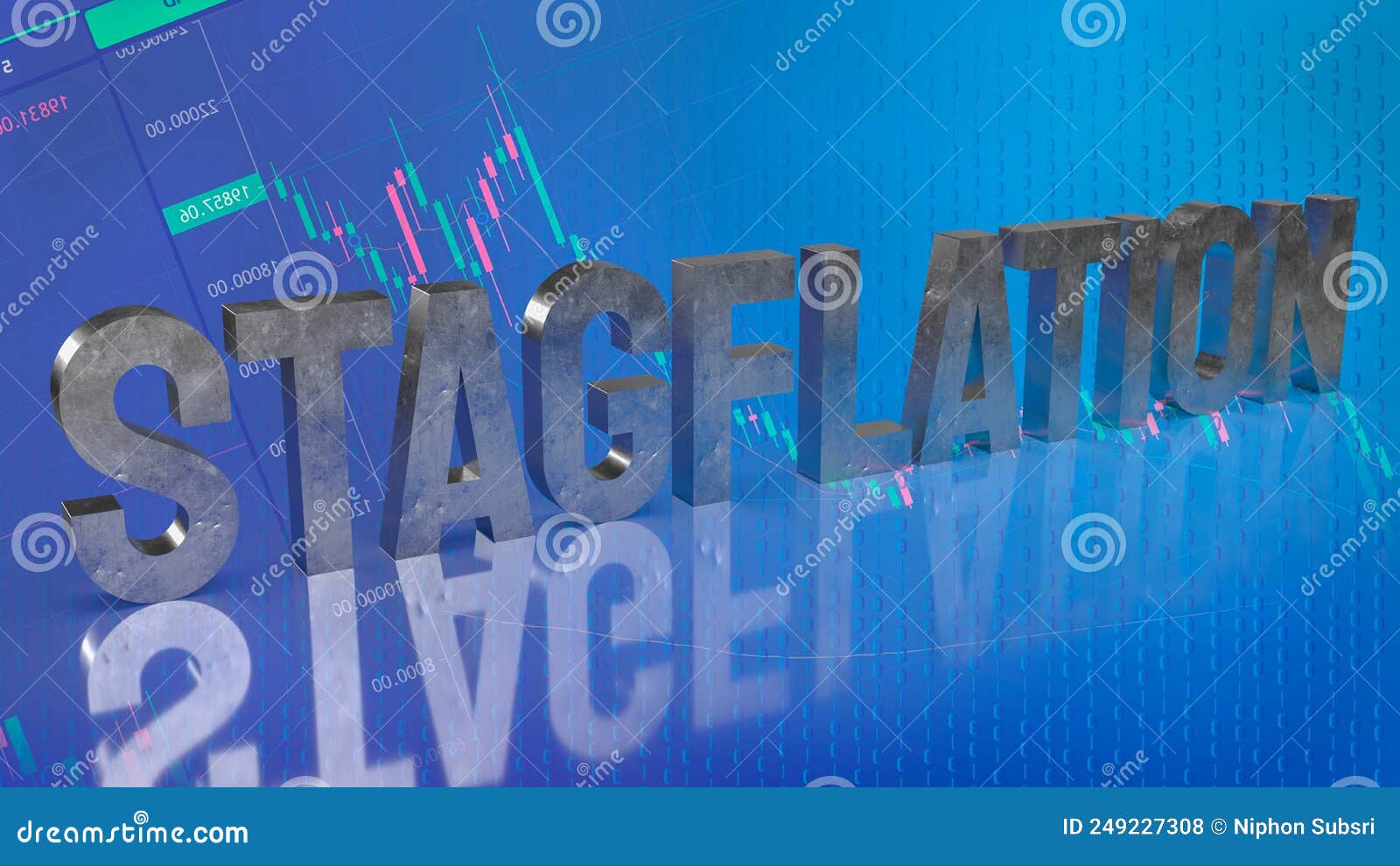 The Stagflation Text on Chart for Business Concept 3d Rendering Stock ...