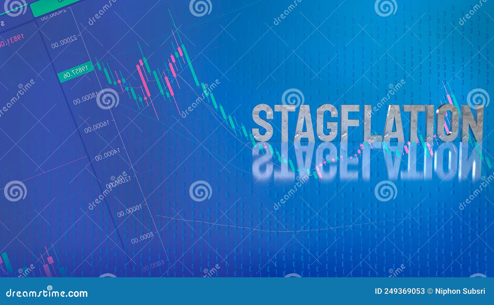The Stagflation Text on Chart for Business Concept 3d Rendering Stock ...