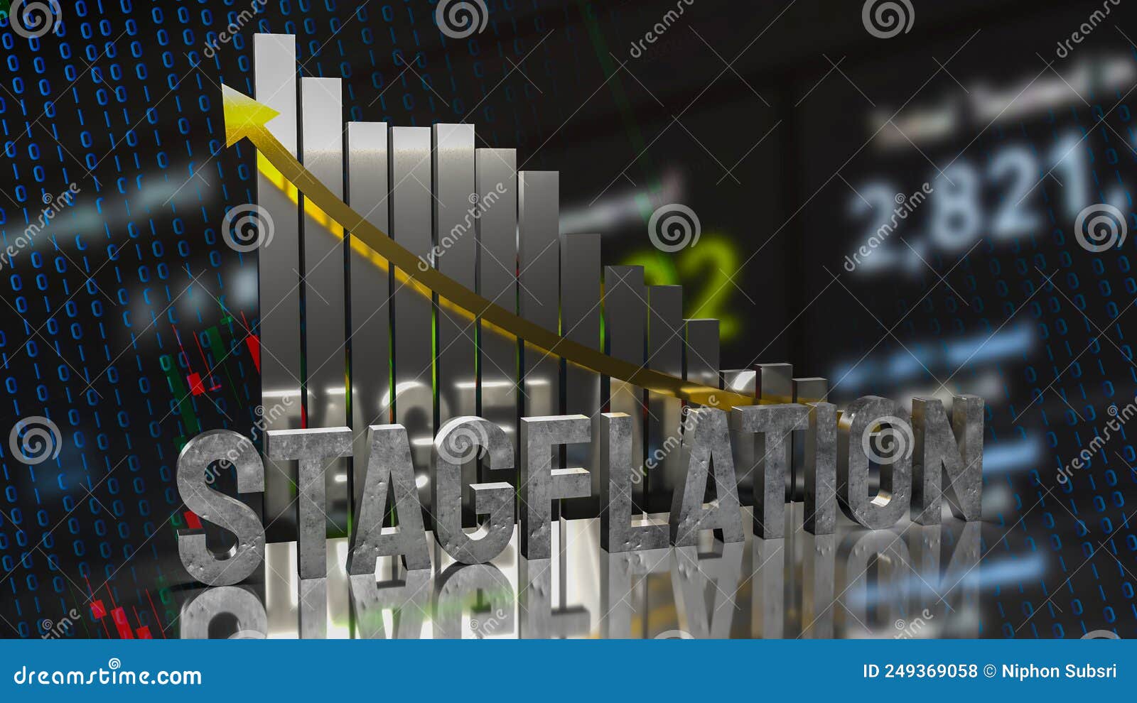 The Stagflation Text on Chart for Business Concept 3d Rendering Stock ...