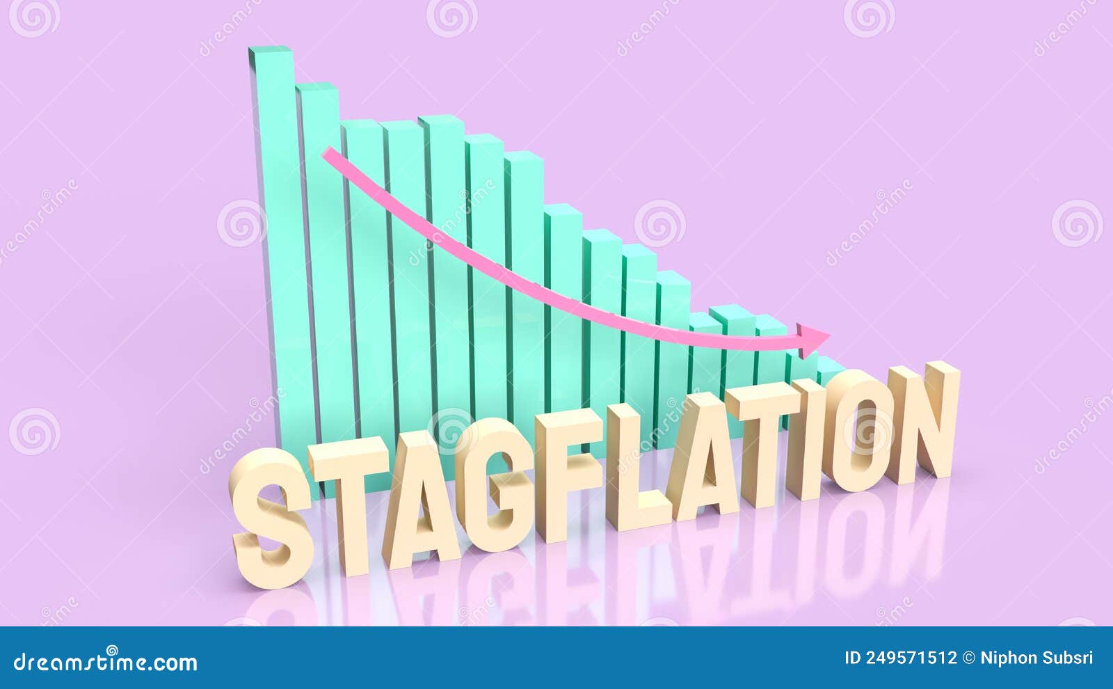 The Stagflation Text and Chart for Business Concept 3d Rendering Stock ...